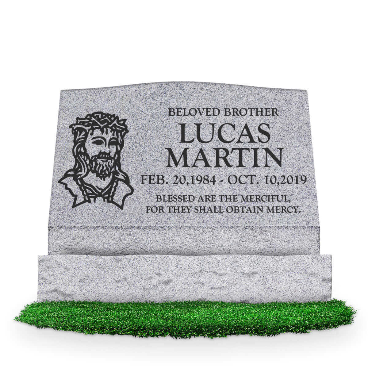 30″ x 10″ x 16″ Slant Headstone with 36″ Base