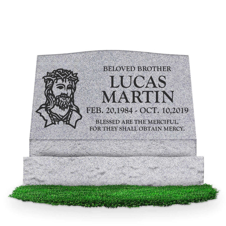 30″ x 10″ x 16″ Slant Headstone with 36″ Base