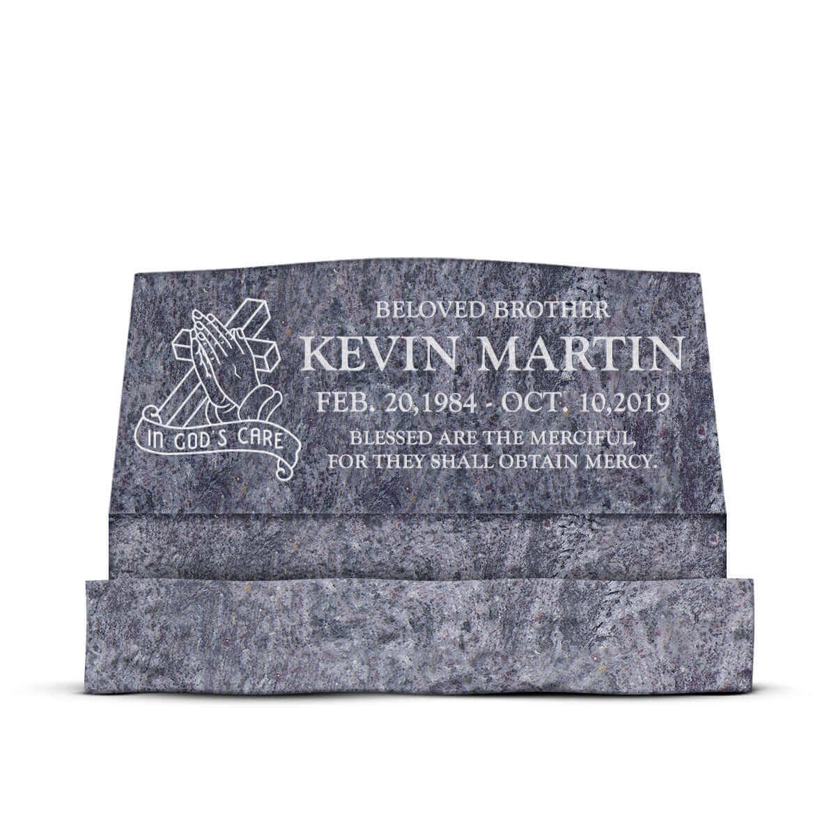 36″ x 10″ x 16″ Slant Headstone with 42″ Base