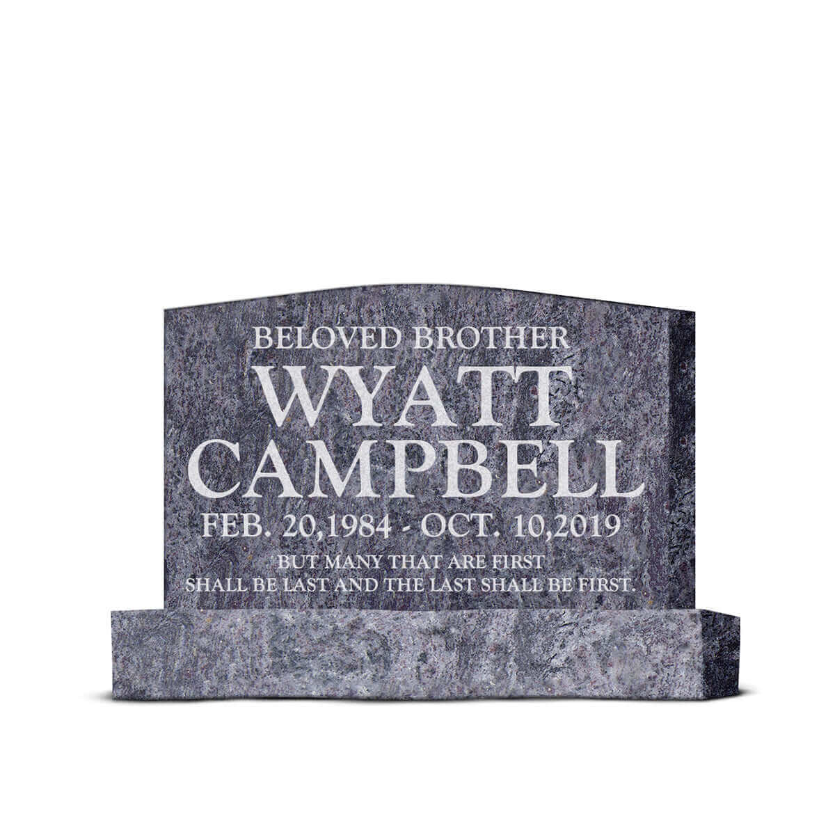 30″ x 6″ x 20″ Upright Headstone with 42″ Base