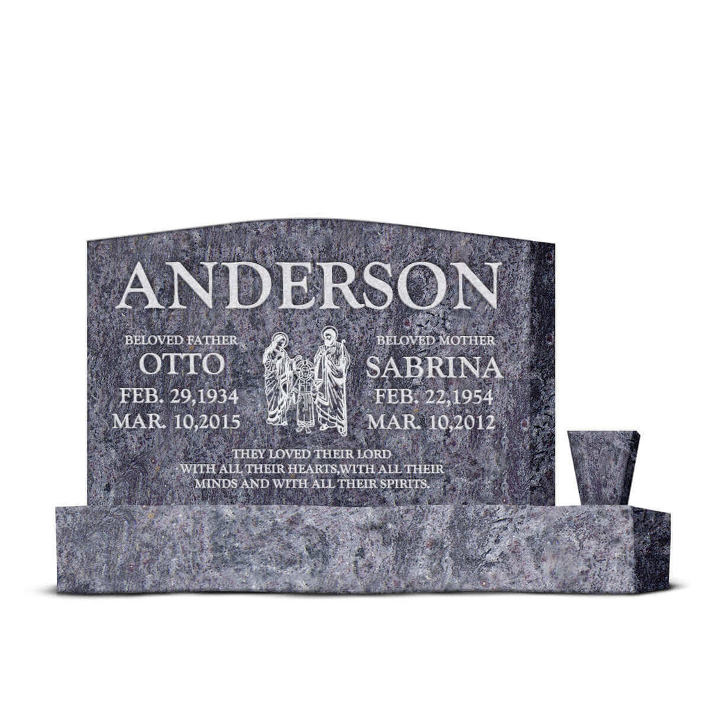 30″ x 6″ x 20″ Upright Headstone with 42″ Base & Vase