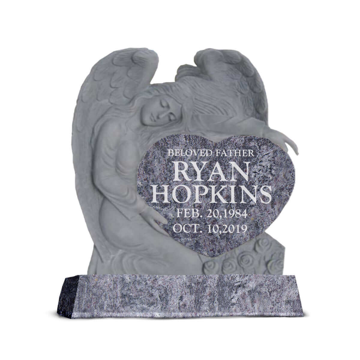 36″ x 8″ x 36″ Angel Holding Heart with 48” Bevel Base