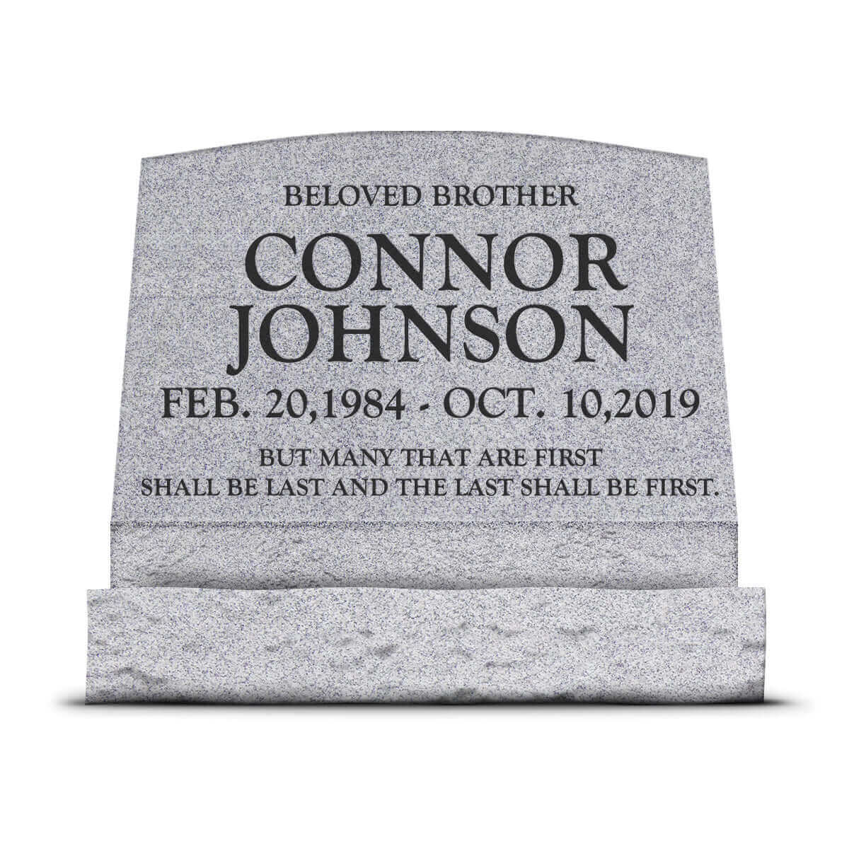 24″ x 10″ x 16″ Slant Headstone with 30″ Base