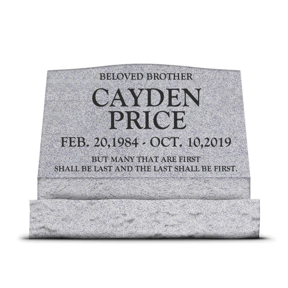 30″ x 10″ x 16″ Slant Headstone with 36″ Base