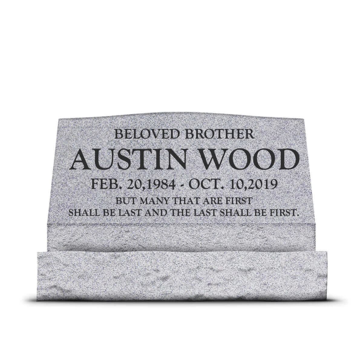 36″ x 10″ x 16″ Slant Headstone with 42″ Base