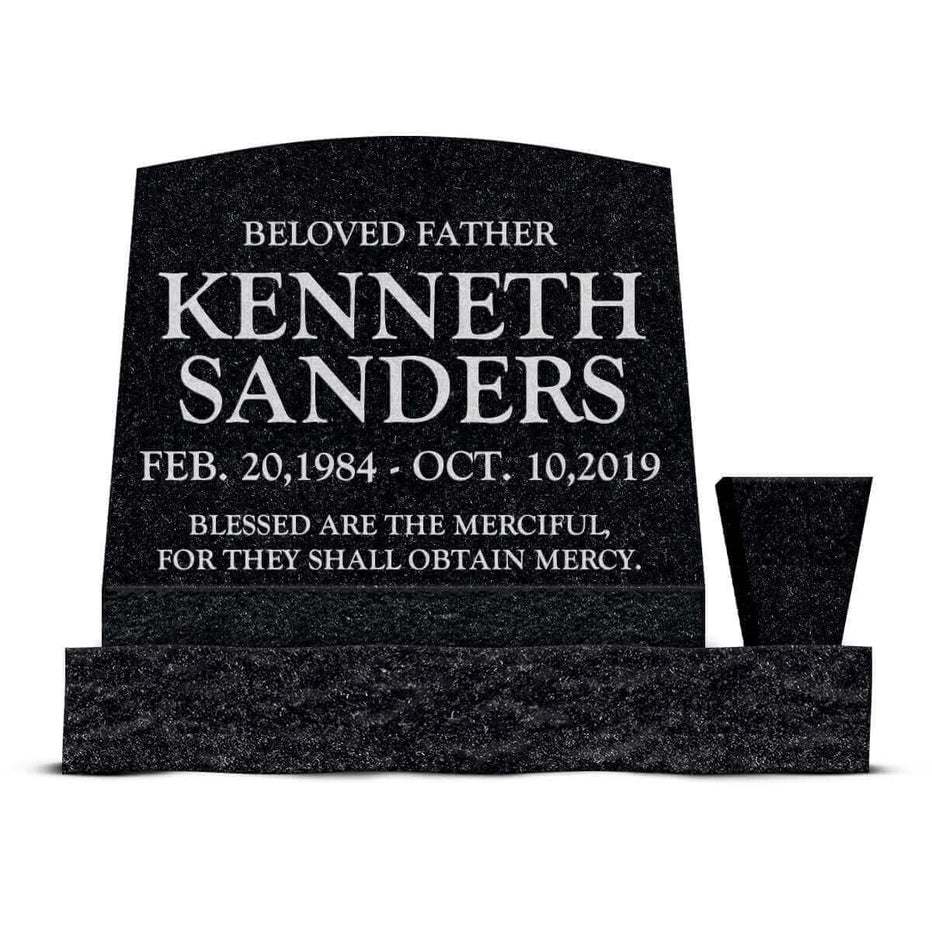 20″ x 10″ x 16″ Slant Headstone with 30″ Base & Vase
