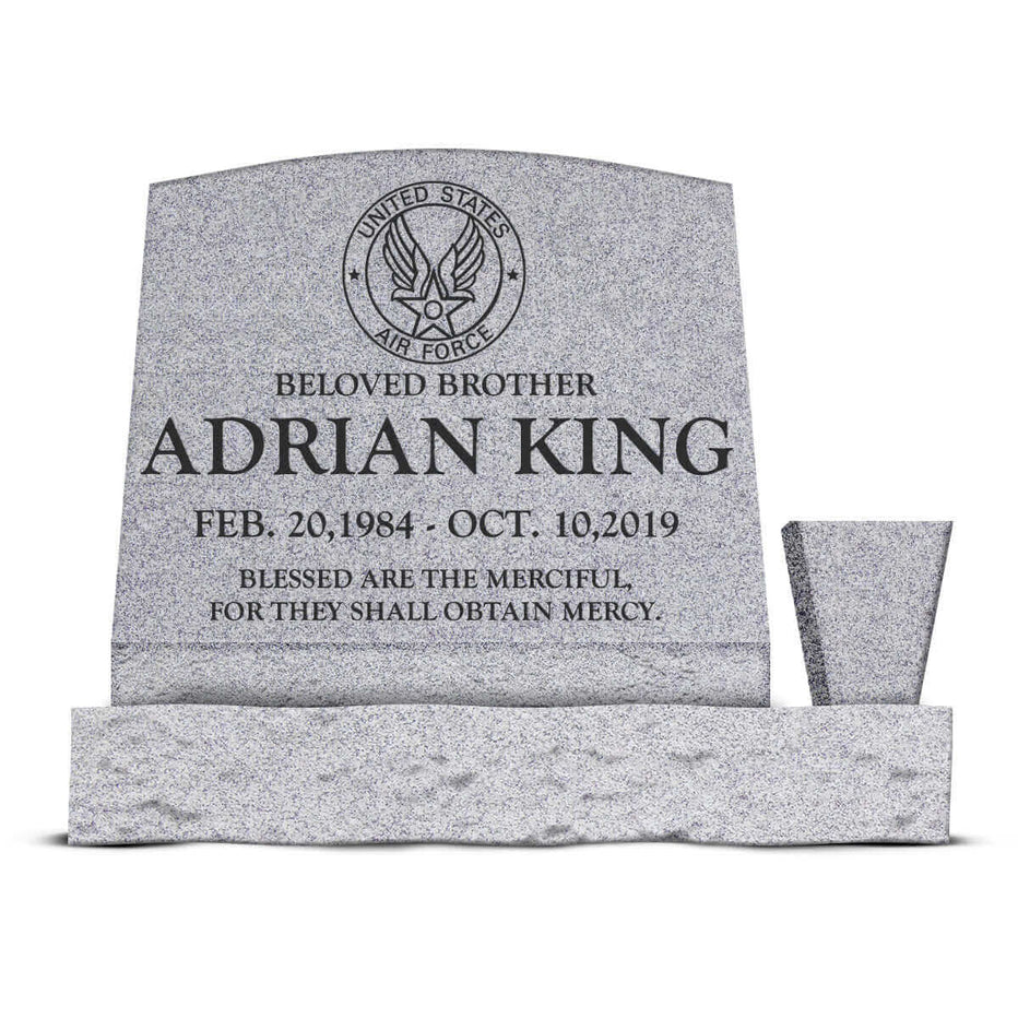 20″ x 10″ x 16″ Slant Headstone with 30″ Base & Vase