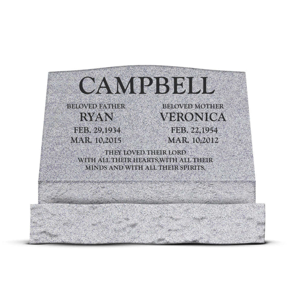 30″ x 10″ x 16″ Slant Headstone with 36″ Base