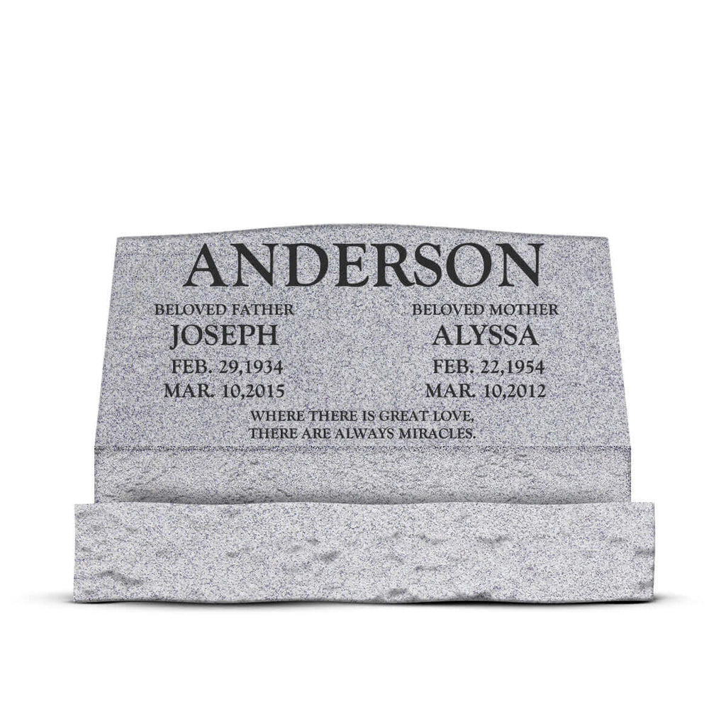 36″ x 10″ x 16″ Slant Headstone with 42″ Base