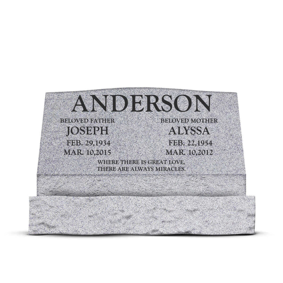 36″ x 10″ x 16″ Slant Headstone with 42″ Base