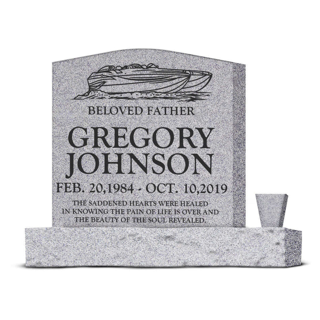 24″ x 6″ x 24″ Upright Headstone with 36″ Base & Vase