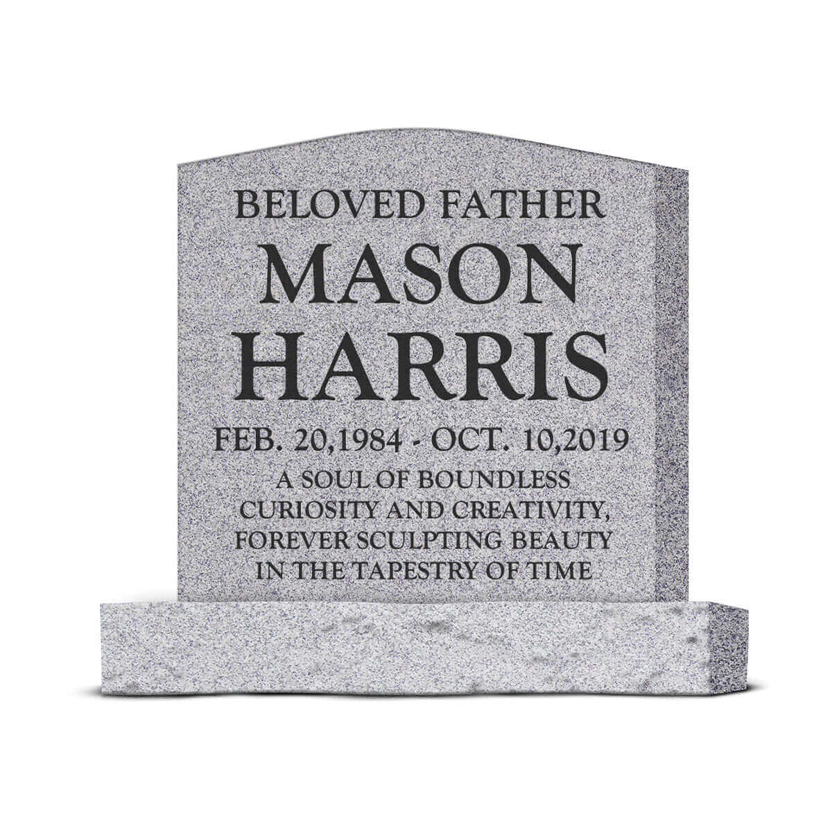 24″ x 6″ x 24″ Upright Headstone with 36" Base