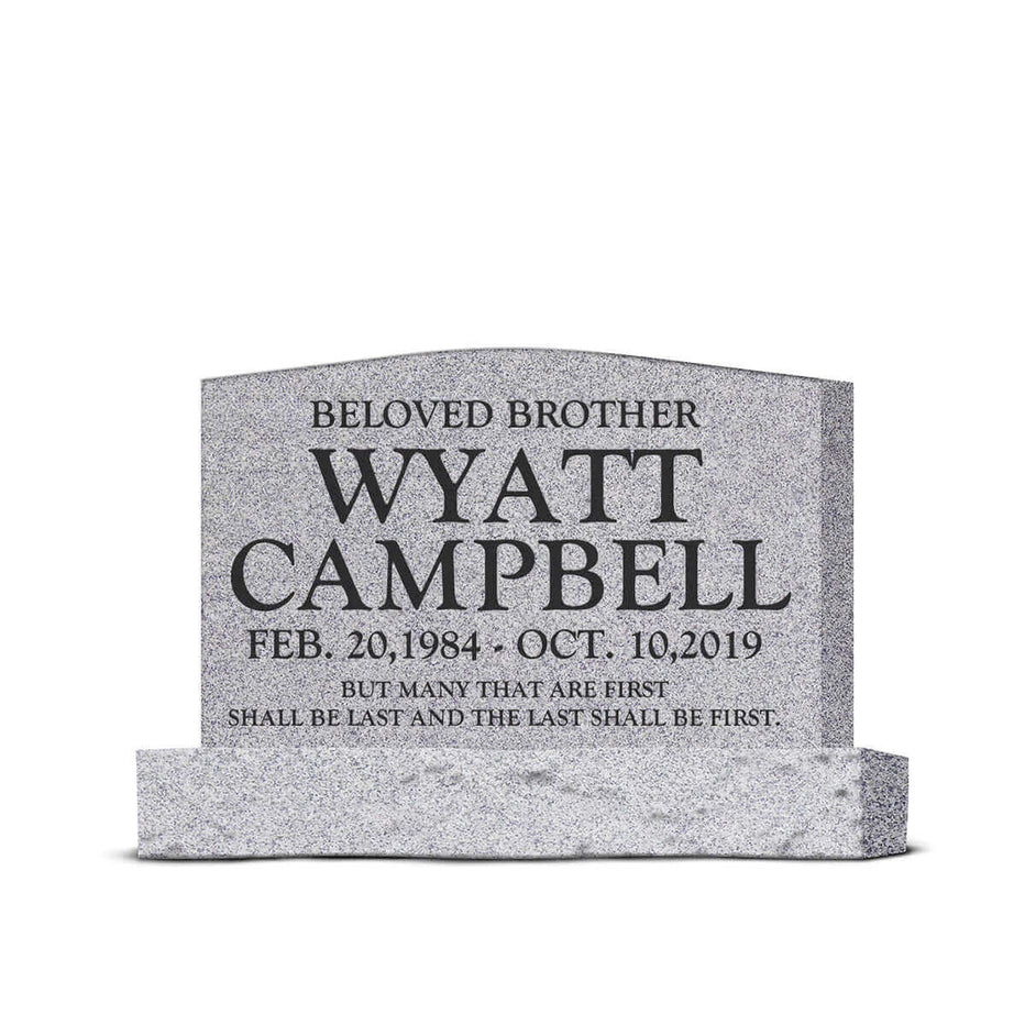 30″ x 6″ x 20″ Upright Headstone with 42″ Base