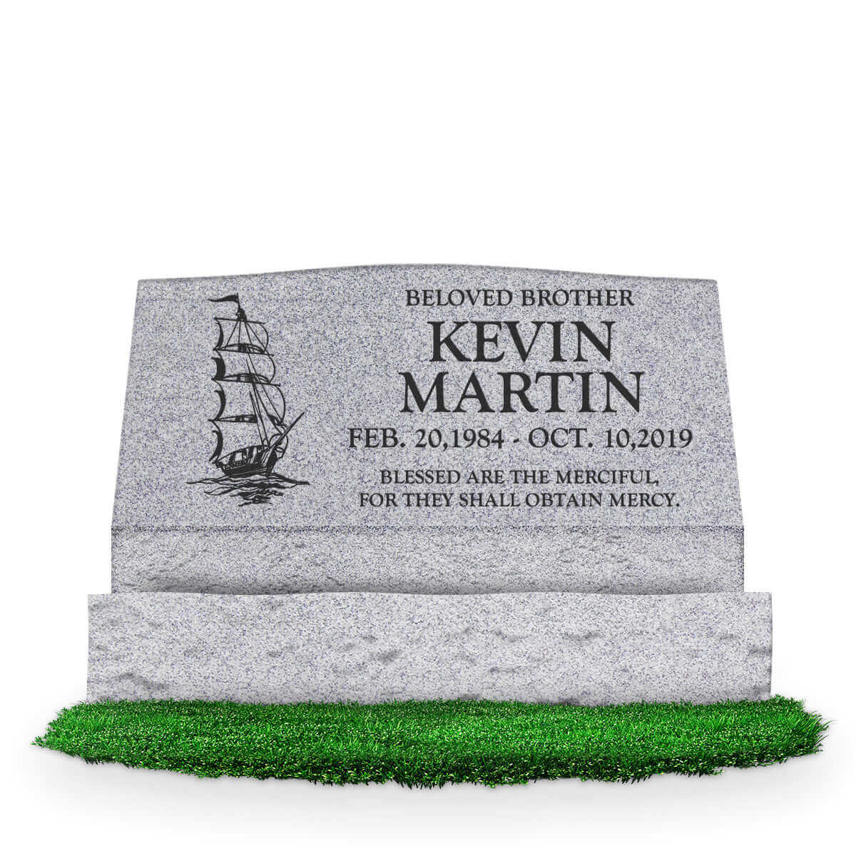 36″ x 10″ x 16″ Slant Headstone with 42″ Base